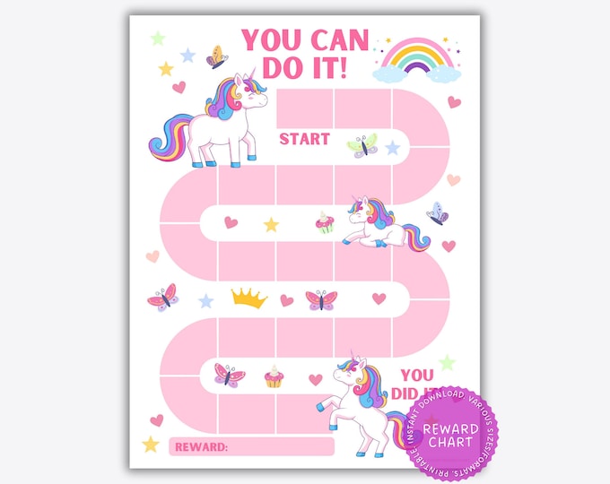 Unicorn Potty Training Chart for Kids | Printable Unicorn Reward Chart ...