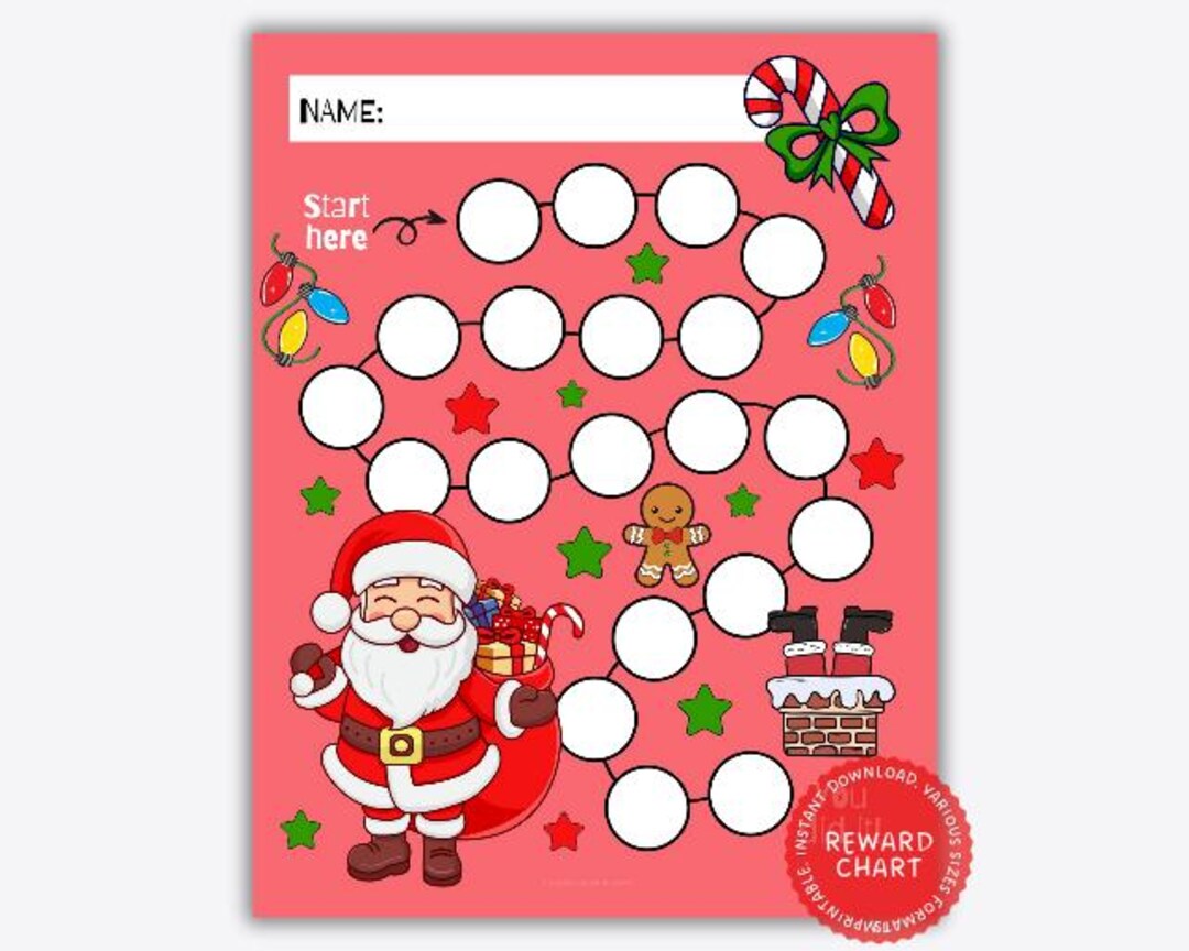Santa Christmas Reward Chart: Printable Habit Tracker (digital Download ...