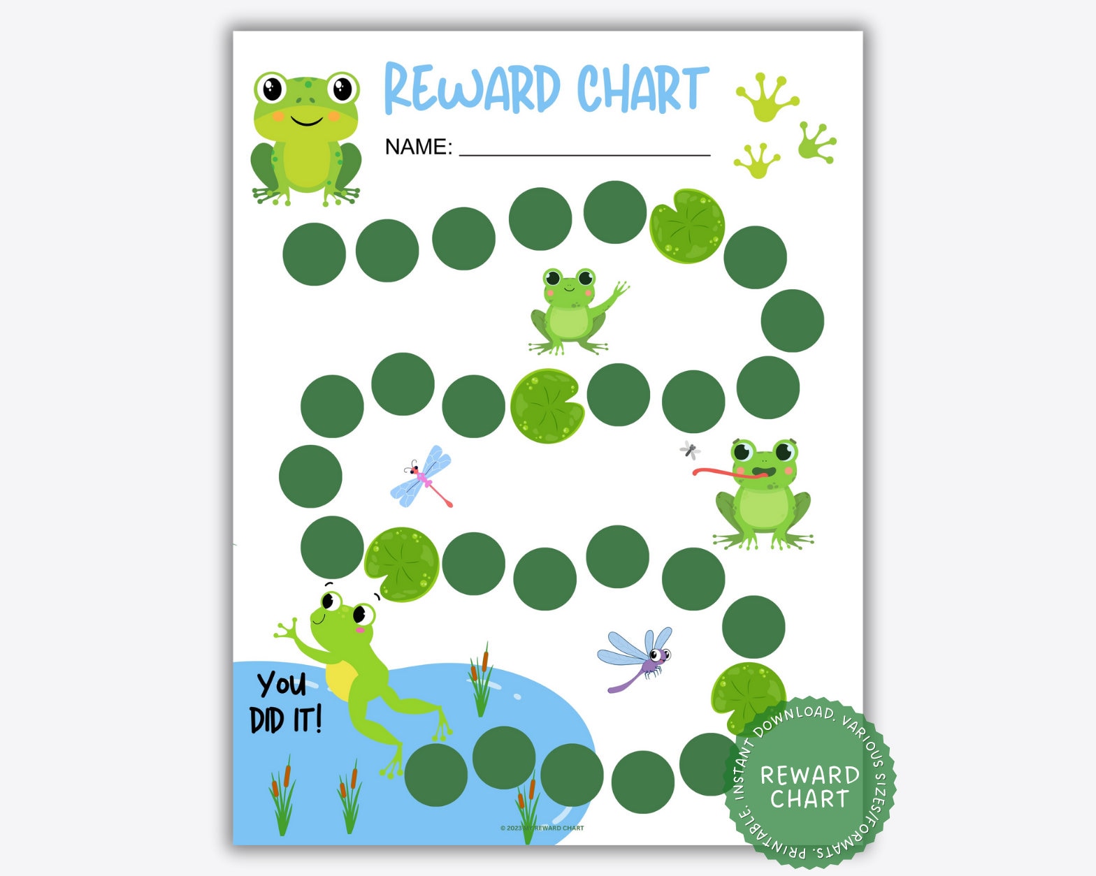 Frog Reward Chart: Potty Training & Behavior Tracker (printable PDF) - Etsy