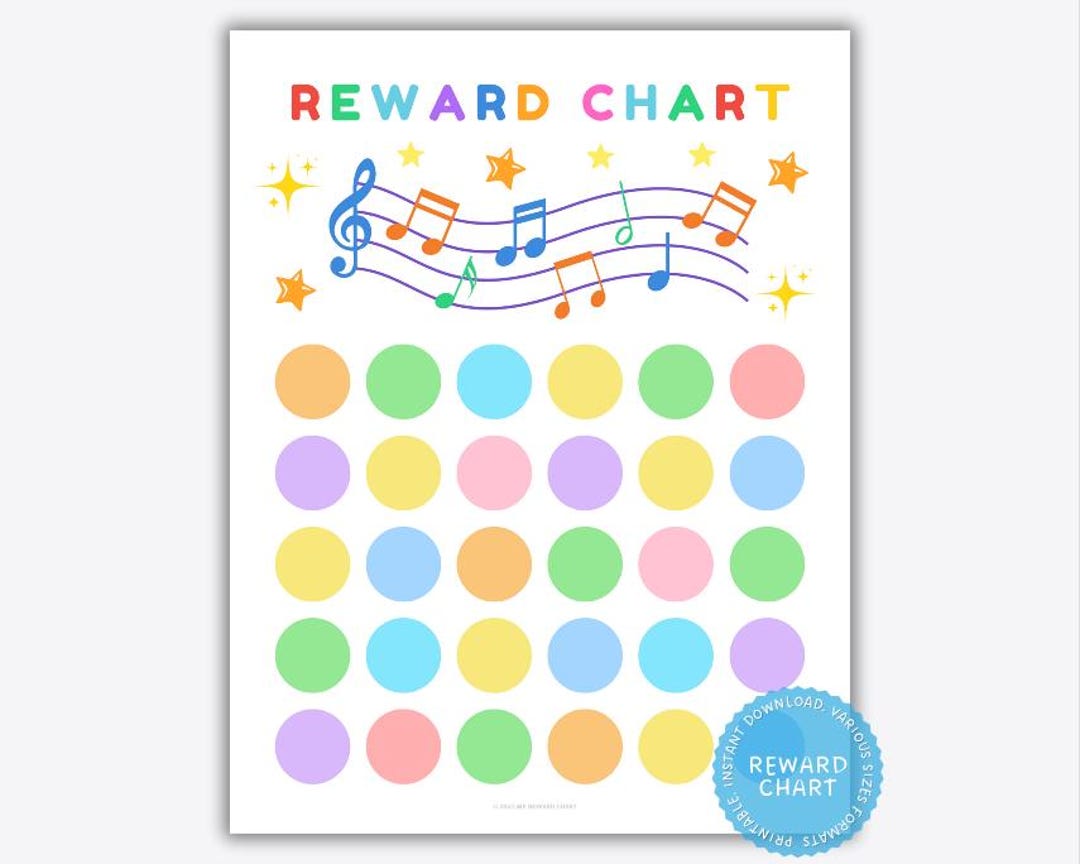 Music Practice Sticker Chart, Music Reward Chart, Piano Reward Chart ...