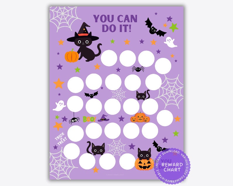 Halloween Cat Reward Chart: Spooky Kids Printable (PDF) - Etsy
