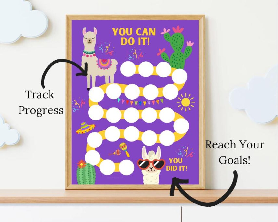 Llama Reward Chart for Kids: Potty Training, Behavior (PDF, JPG, PNG ...