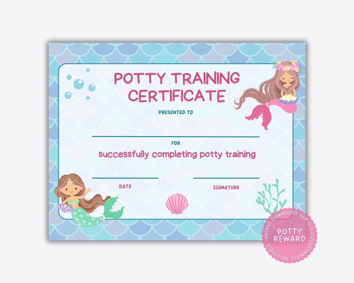 Potty Training Certificate, Toilet Training Diploma, Potty Training ...