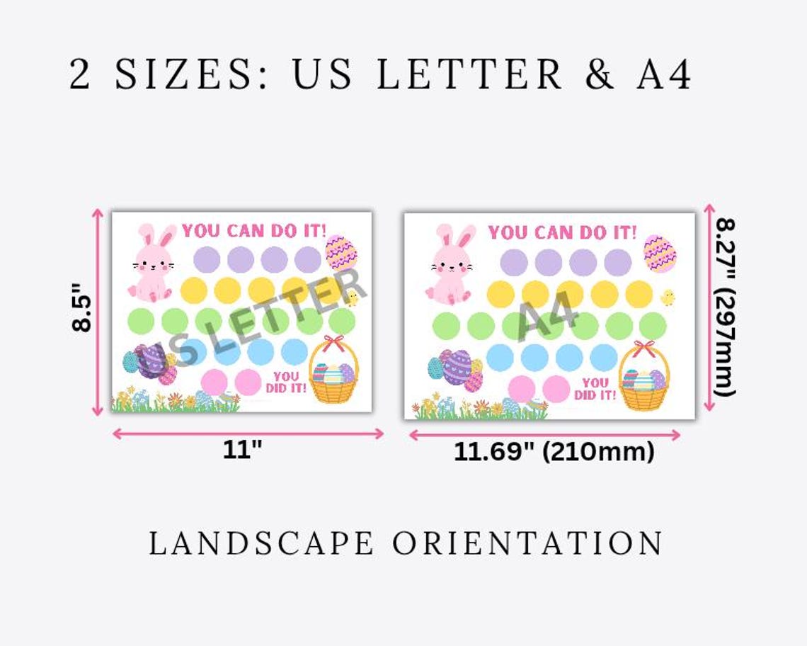 Printable Easter Bunny Reward Chart: Kids Behavior Tracker (PDF, JPG ...