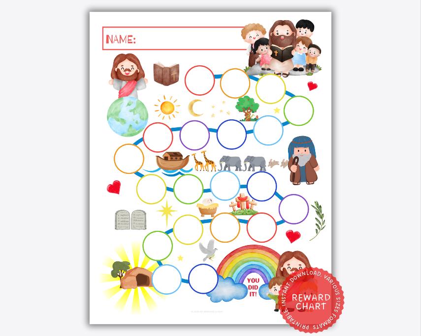 Jesus Reward Chart, Bible Reading Tracker, Church School Chart ...