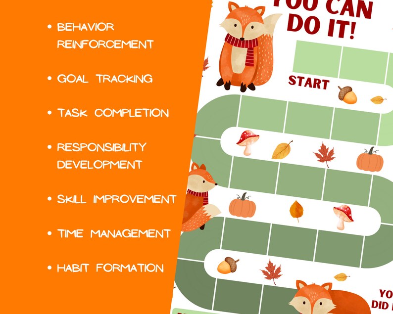 Fall Reward Chart Printable Autumn Sticker Chart, Fox Reward Chart ...