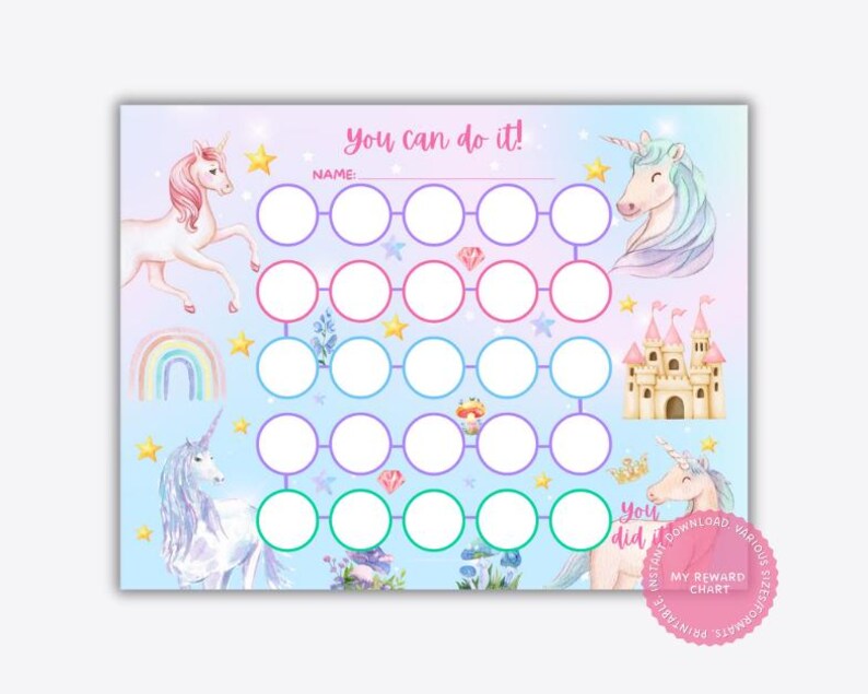 Girls Potty Training Chart Bundle, Fairy Dragon Reward Chart, Unicorn ...