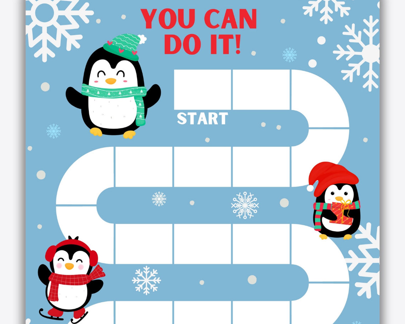 Penguin Christmas Reward Chart: Kids Behavior Tracker (digital Download ...