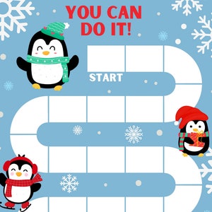 Penguin Christmas Reward Chart: Kids Behavior Tracker (digital Download ...