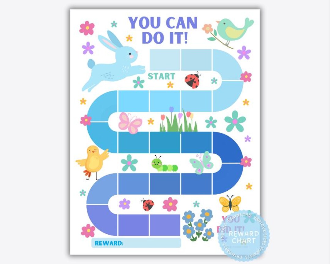Printable Spring Reward Chart for Kids Bunny Sticker Chart Preschool ...