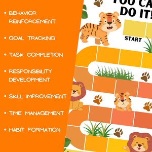 Lion Reward Chart Printable, Tiger Sticker Chart, Wild Animal Potty ...