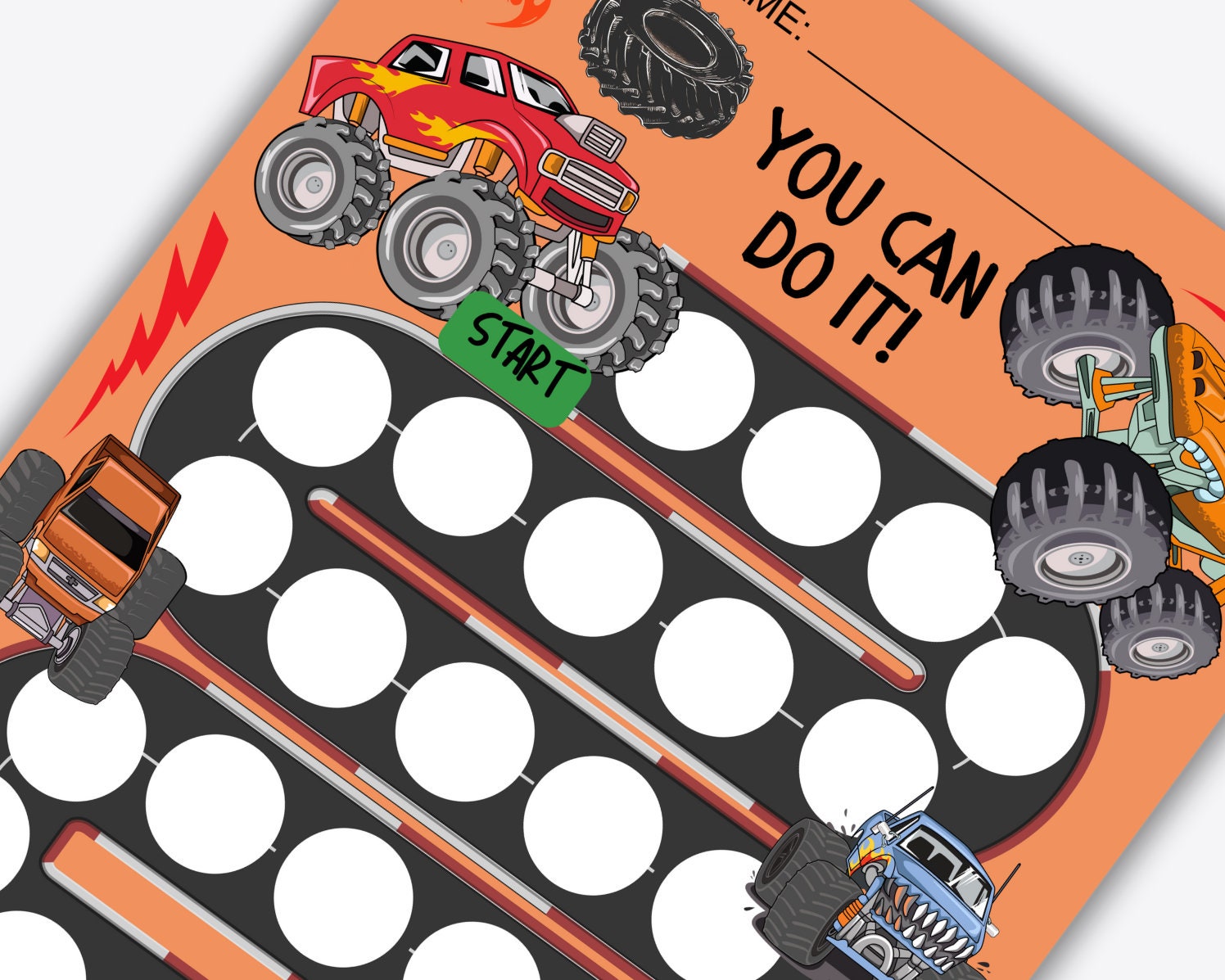 Printable Monster Truck Reward, Potty Training Chart for Boys - Sticker ...