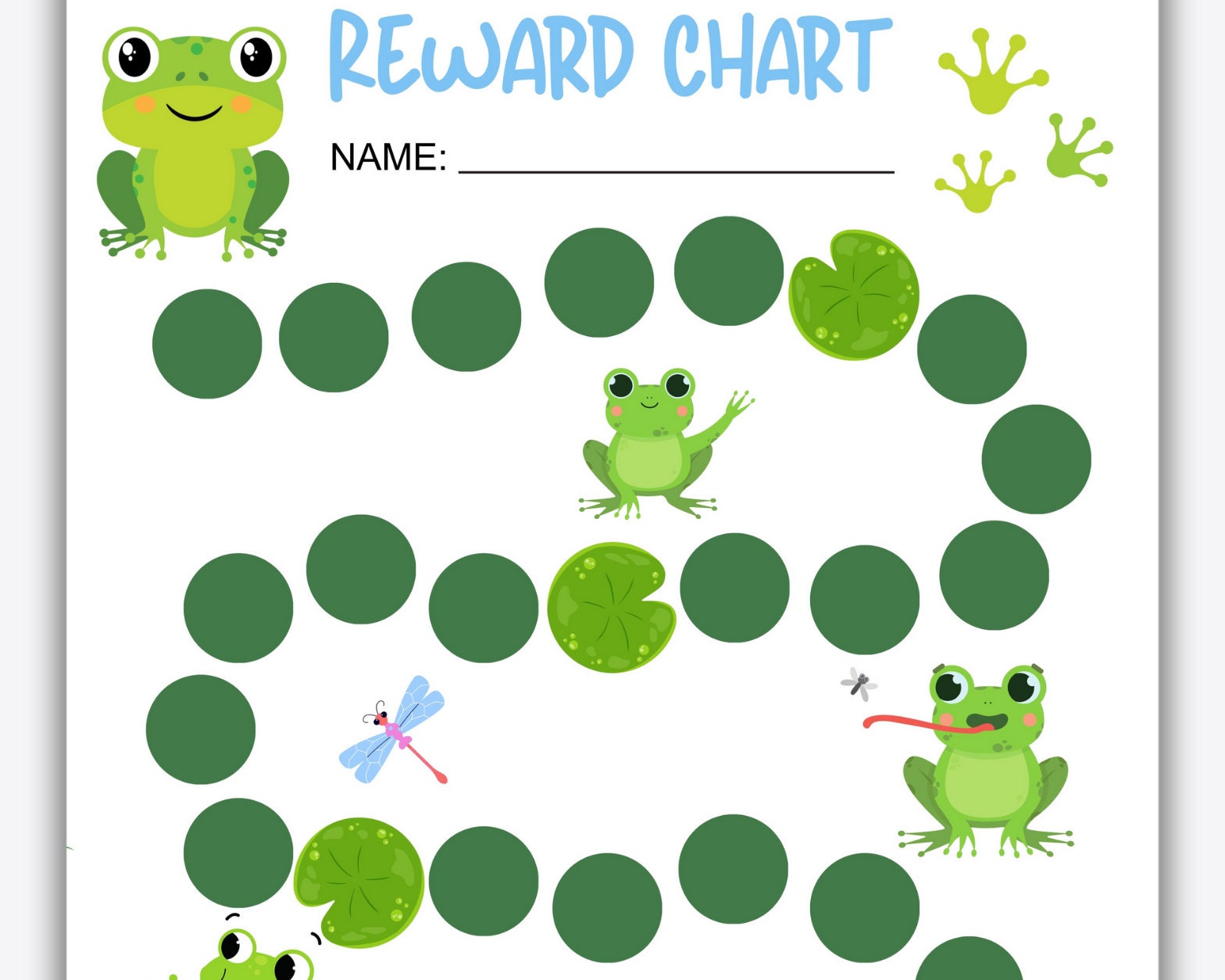Frog Reward Chart: Potty Training & Behavior Tracker (printable PDF) - Etsy