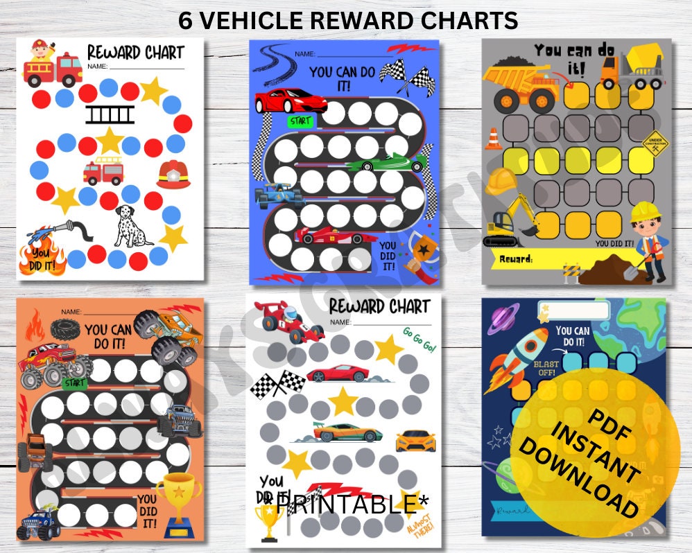 Vehicle Reward Chart Bundle Monster Trucks Firetruck - Etsy
