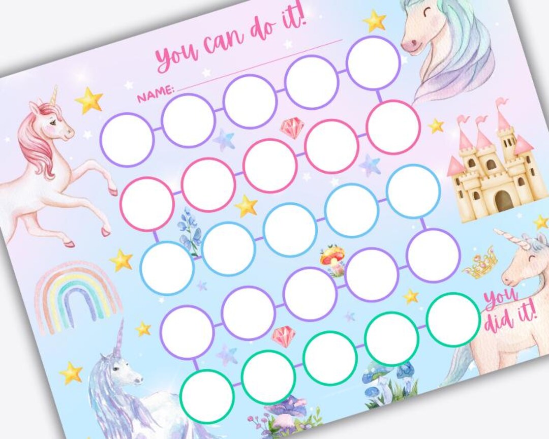 Unicorn Potty Chart, Sticker Chart, Toddler Reward Chart, Behavior ...