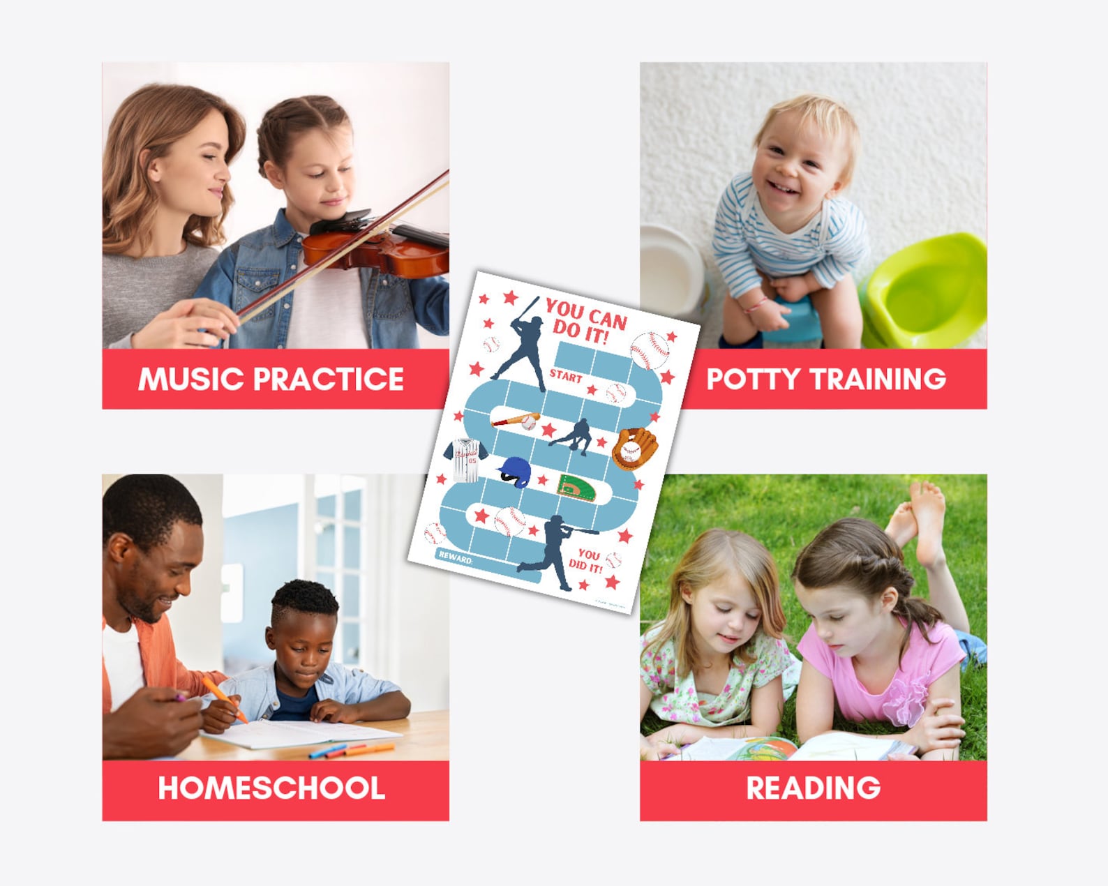 Printable Sports Reward Chart for Kids, Baseball Reward Chart, Boys ...