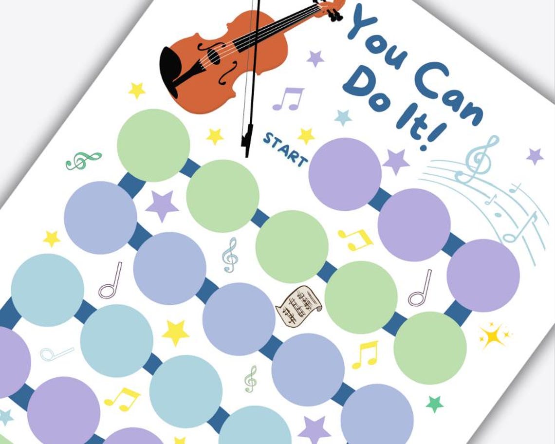 Printable Violin Reward Chart, Music Reward Chart, Violin Practice ...