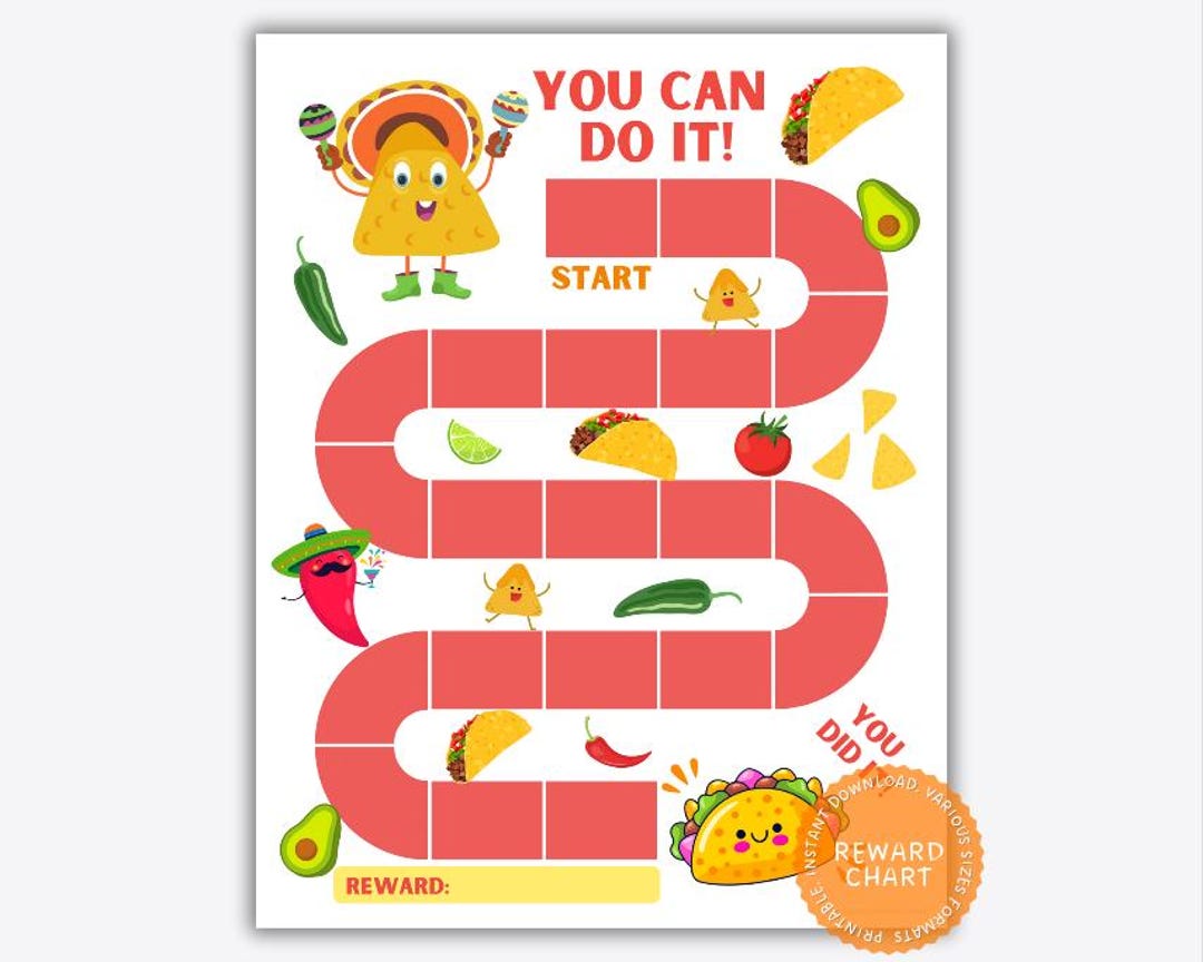 Taco Reward Chart: Printable Behavior Tracker (PDF, PNG, JPG) - Etsy