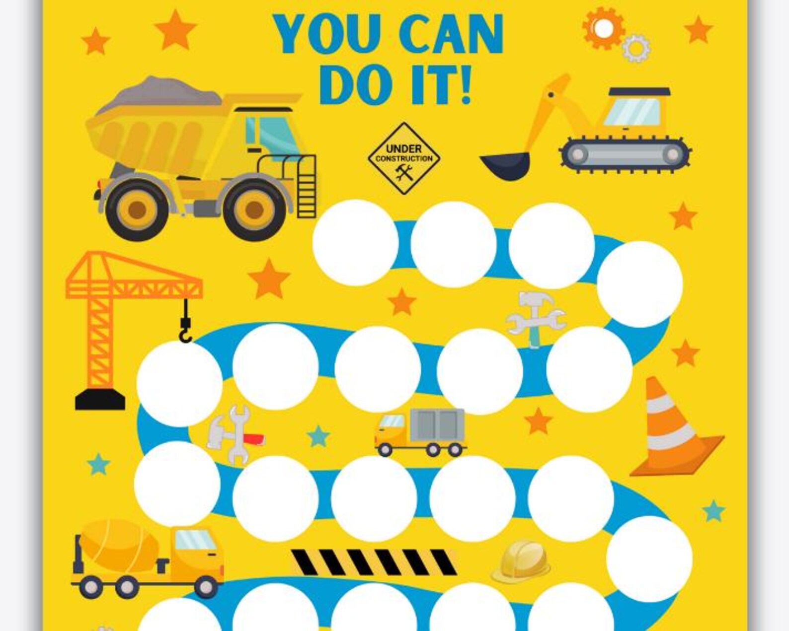 Printable Construction Truck Reward Chart, Truck Reward Chart, Potty ...