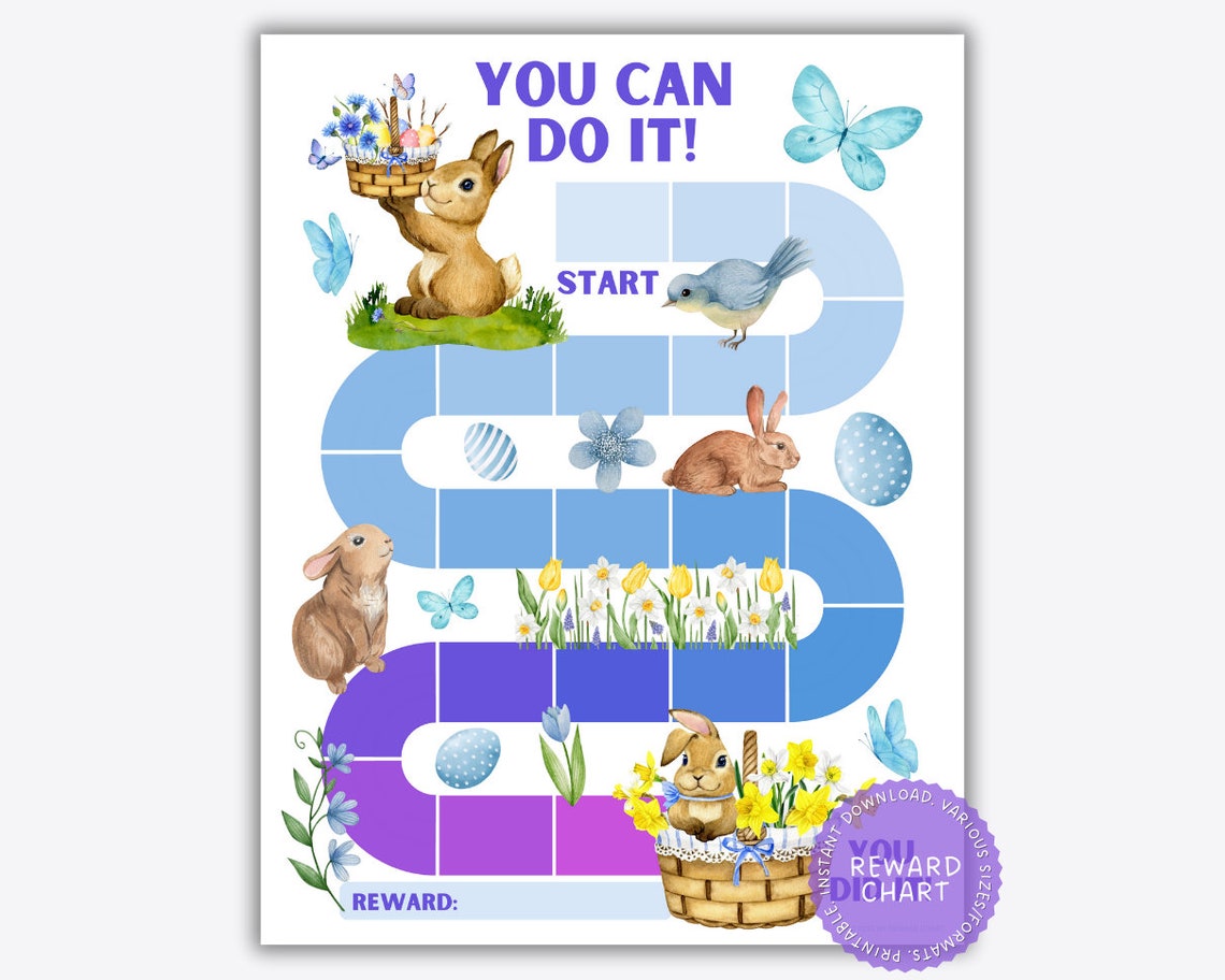 Bunny Easter Reward Chart: Potty Training, Behavior Tracker (PDF) - Etsy