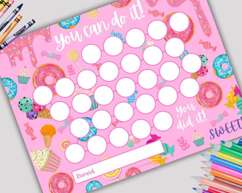 Candy Reward Chart: Chore & Potty Training for Girls (PDF, PNG, JPG) - Etsy