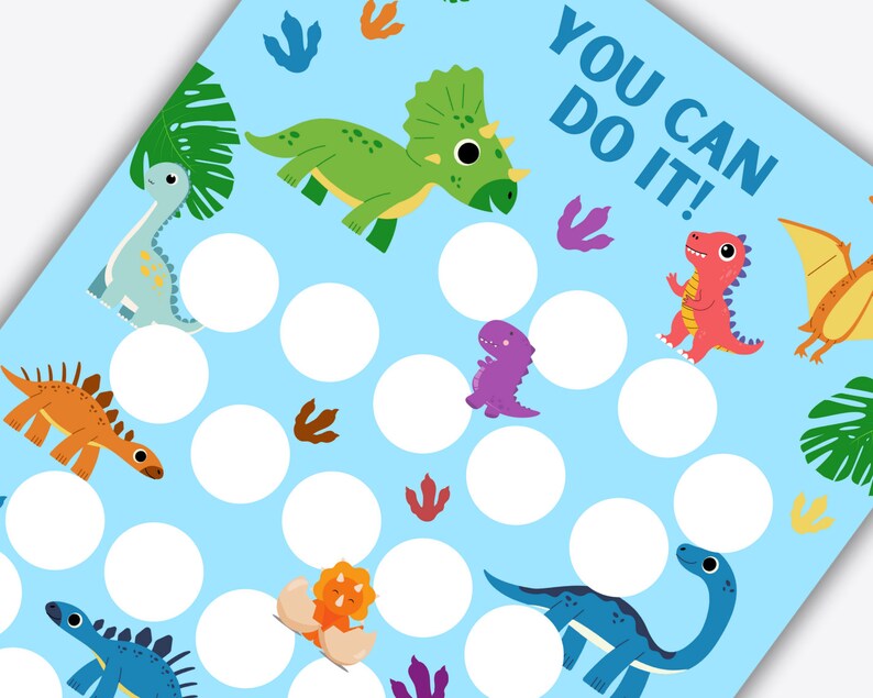Dinosaur Reward Chart, Printable Potty Training Chart, Kids Behavior ...