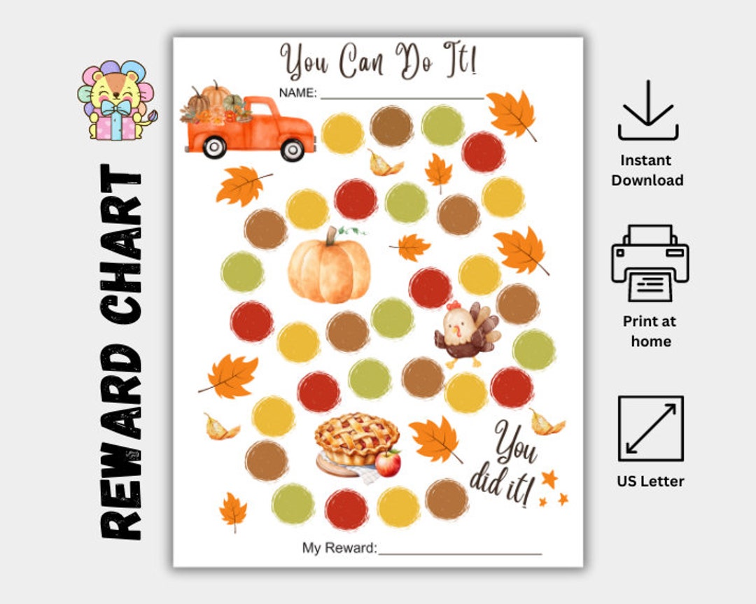 Fall Reward Chart for Kids Adults Toddler Autumn Printable - Etsy