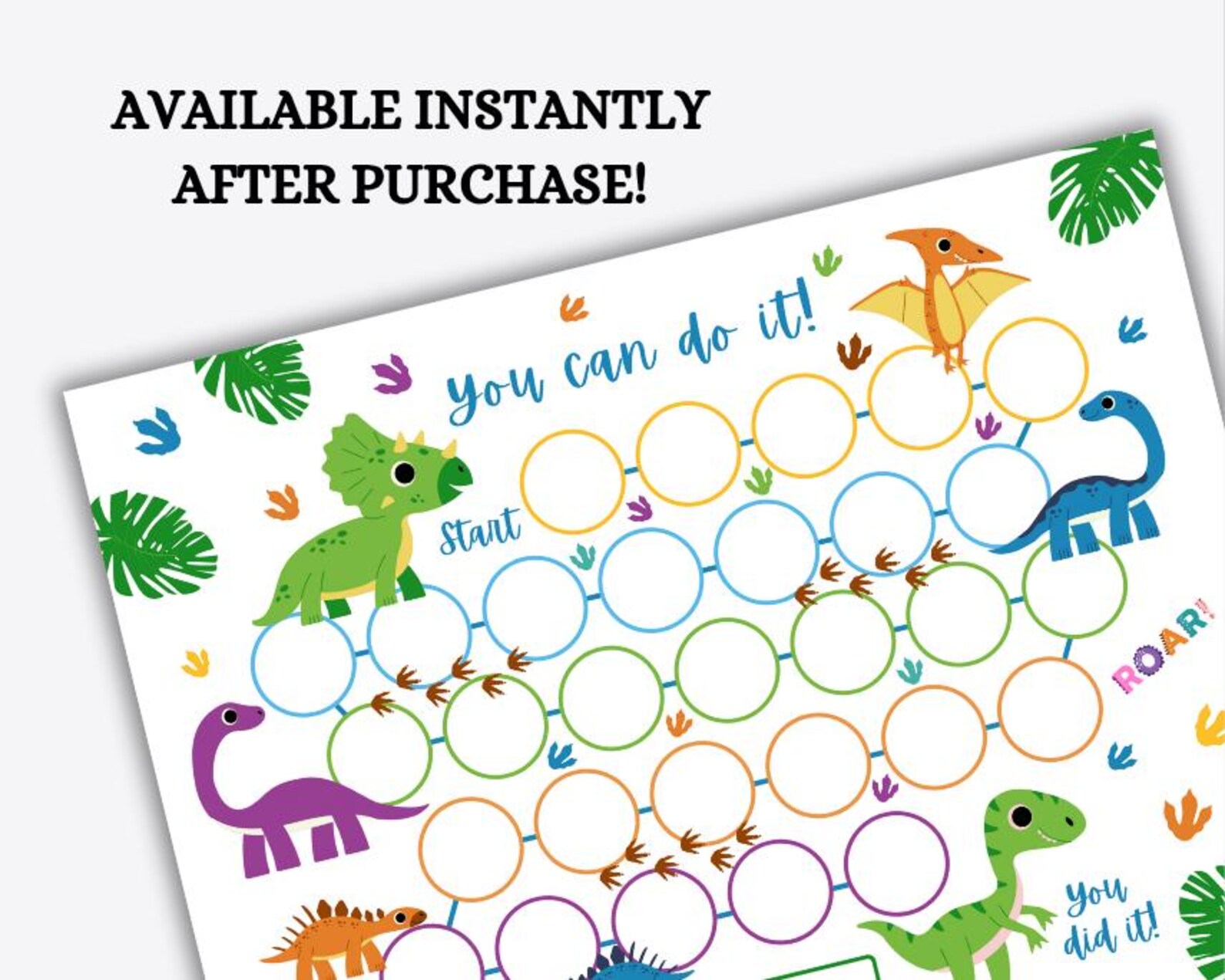 Dinosaur Potty Training Chart for Toddlers – Dino Sticker Reward Chart ...