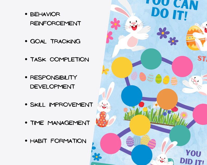 Easter Reward Chart, Easter Bunny Potty Training Chart, Bunny Reward ...