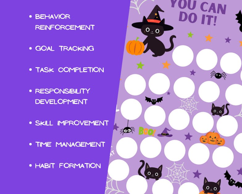 Halloween Cat Reward Chart: Spooky Kids Printable (PDF) - Etsy