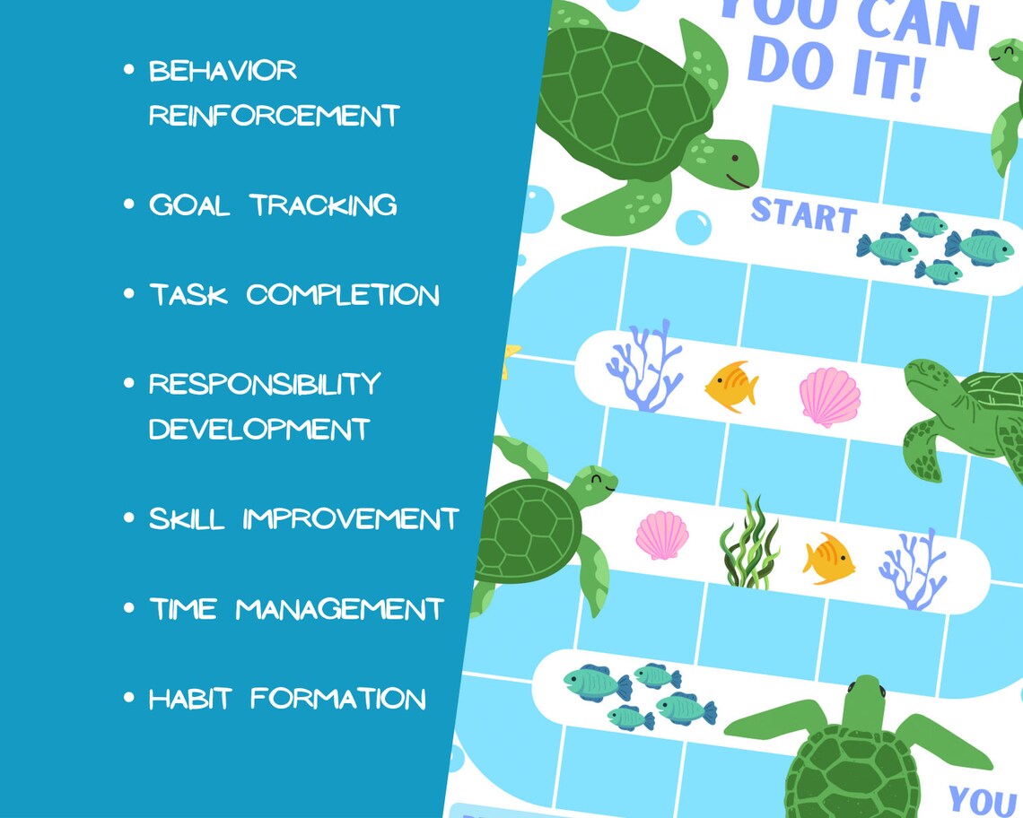 Sea Turtle Reward Chart: Kids Potty Training, Classroom Incentive (PDF ...