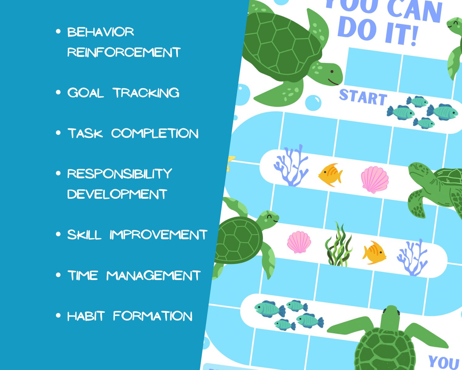 Printable Reward Chart for Kids, Ocean Sea Turtles, Potty Training ...