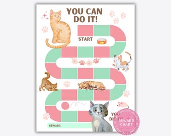 Cat Reward Chart for Kids – Printable Behavior & Potty Training Tracker ...