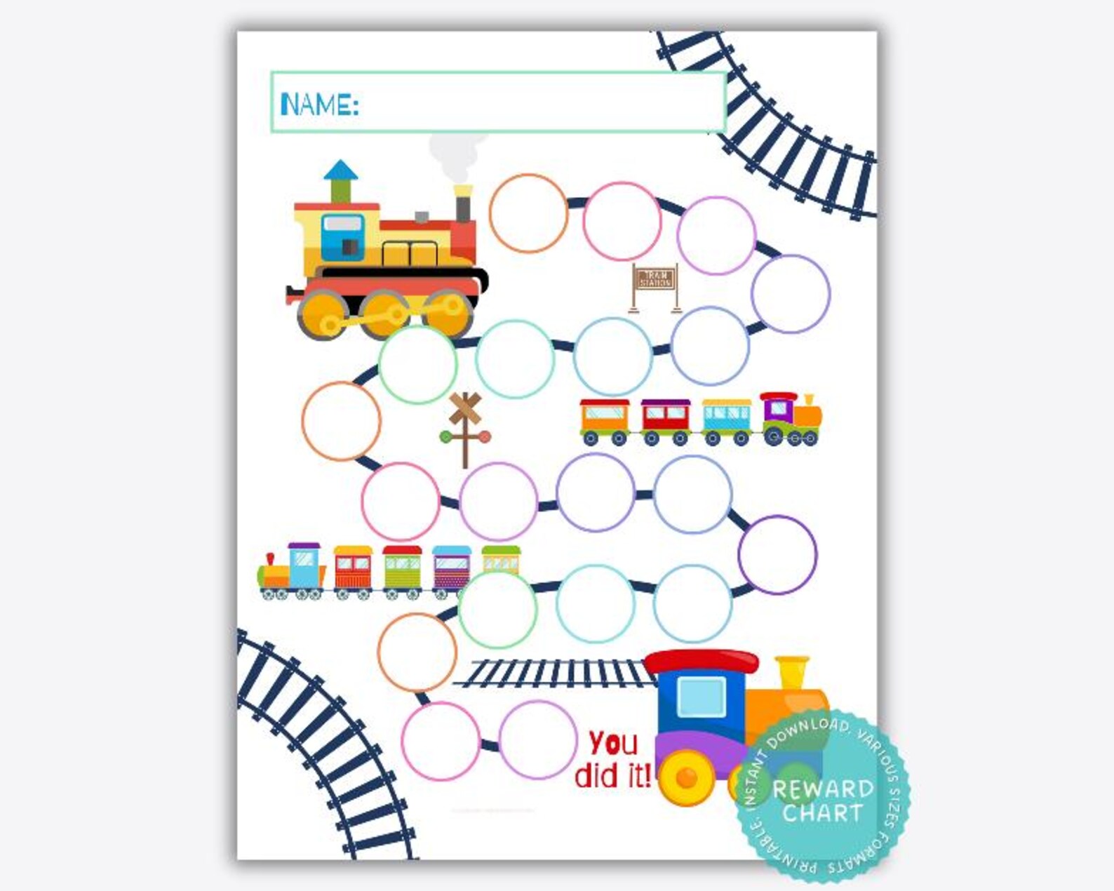 Train Reward Chart, Kids Behavior Chart, Sticker Chart, Inventive ...