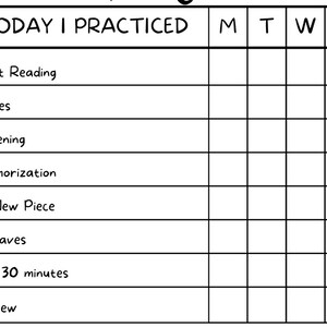 Printable Music Practice Reward Chart for Kids - Piano, Violin, Guitar ...