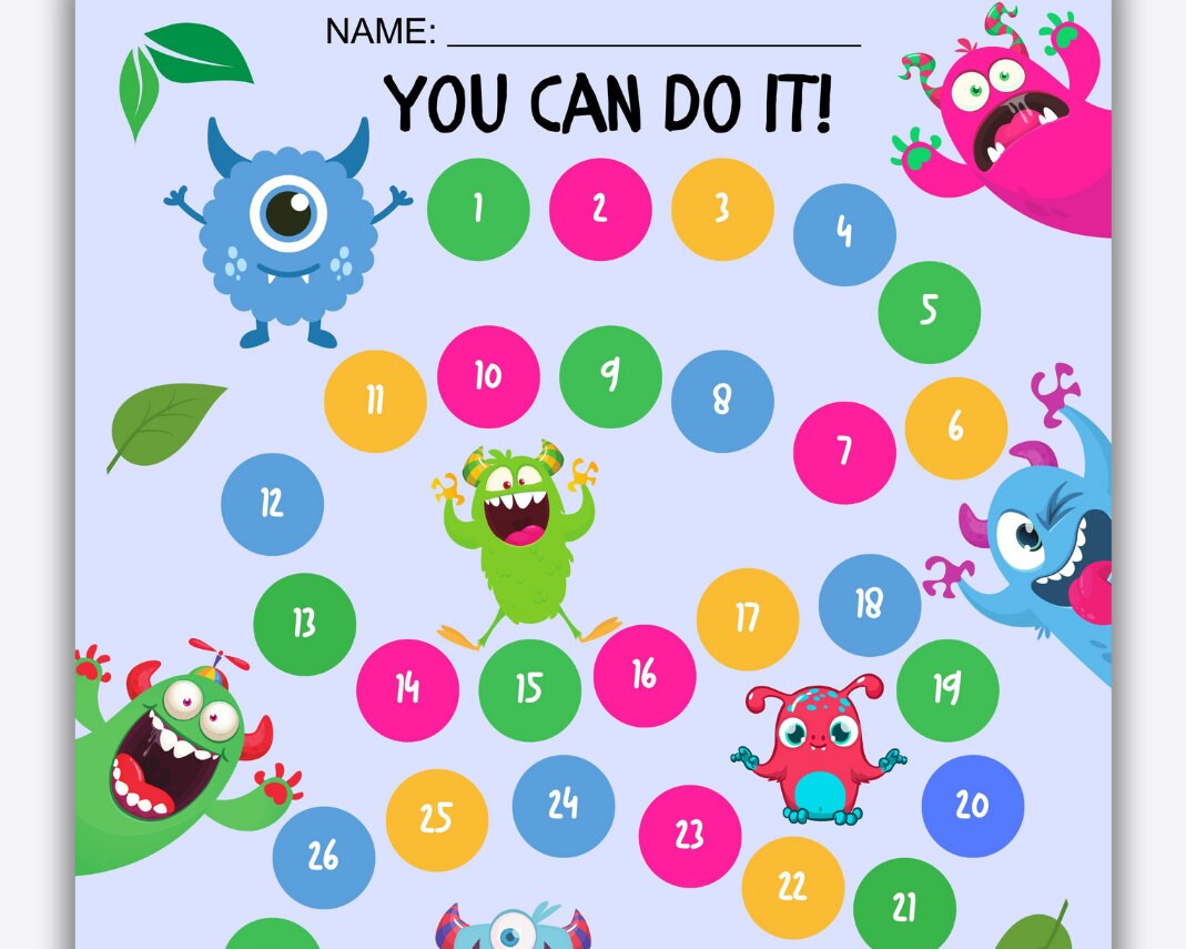 Monster Reward Chart Printable Reward Chart Kids Reward - Etsy