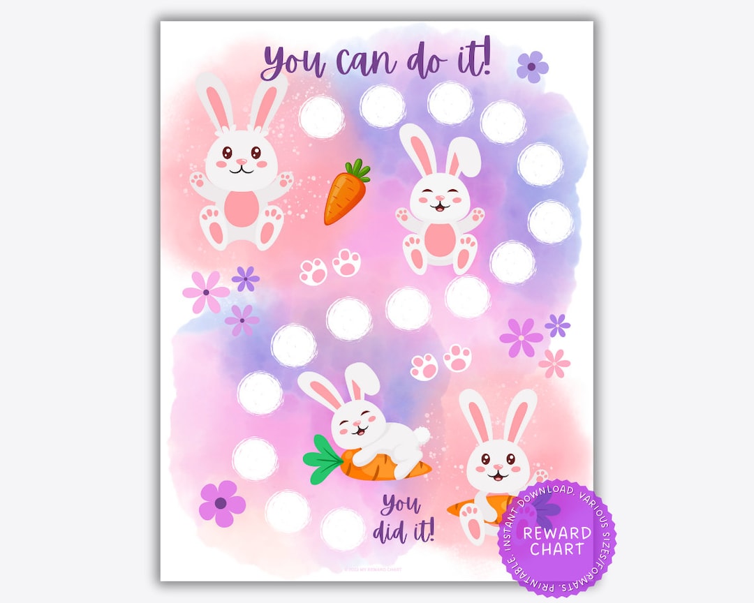Printable Bunny Reward Chart: Potty Training, Behavior Management (PDF ...