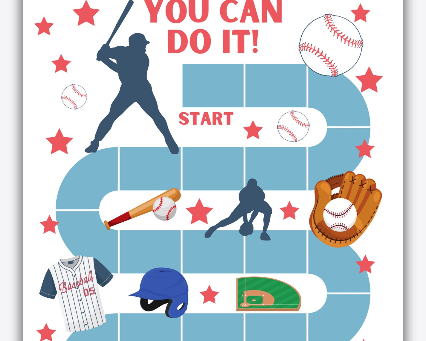 Printable Sports Reward Chart for Kids, Baseball Reward Chart, Boys ...