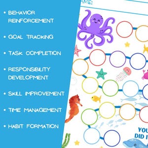 Ocean Sticker Chart, Reward Chart Printable, Kids Reward Chart, Potty ...