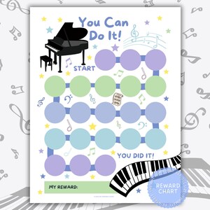 Printable Piano Practice Reward Chart: Kids Music Sticker Chart (PDF ...