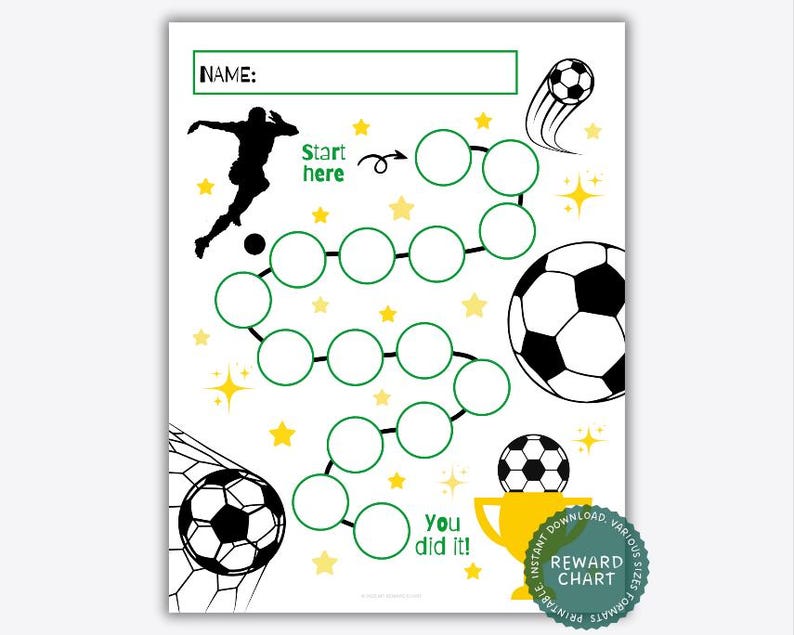 Soccer Practice Reward Chart, Kids Sticker Chart, Behavior Tracker ...
