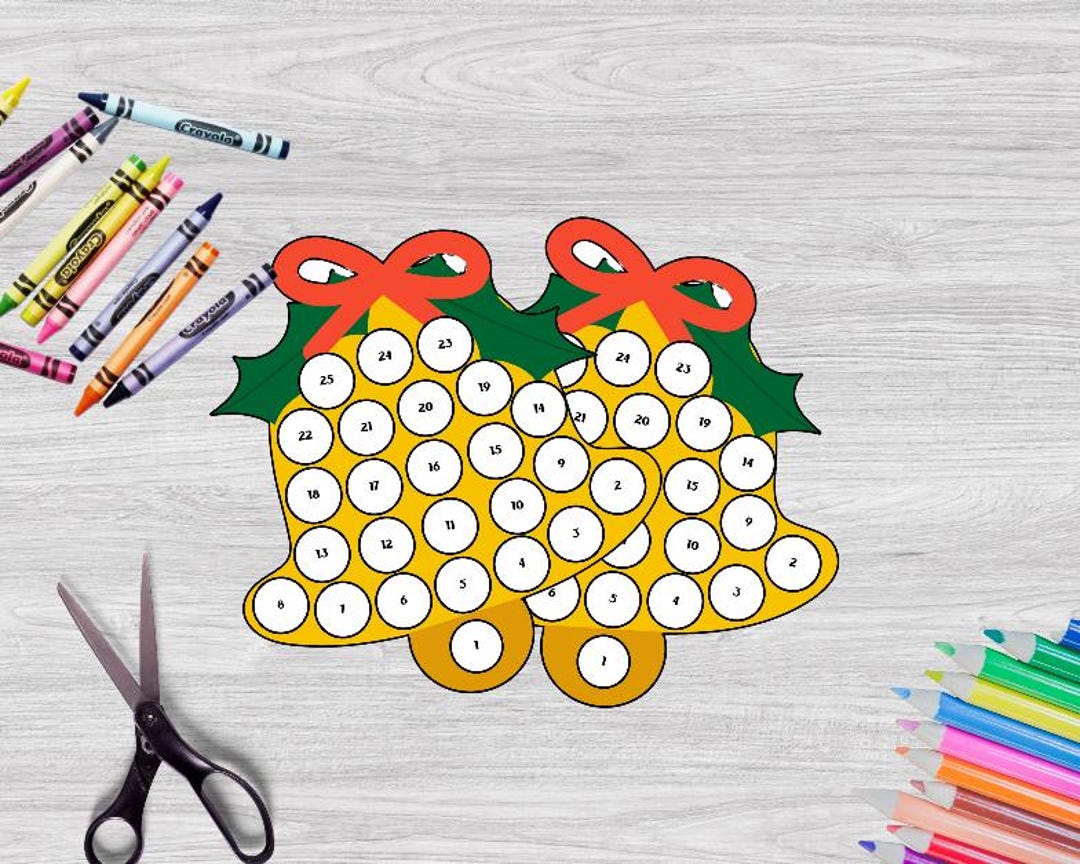 Printable Christmas Countdown, Christmas Bell Reward Chart, Sticker ...