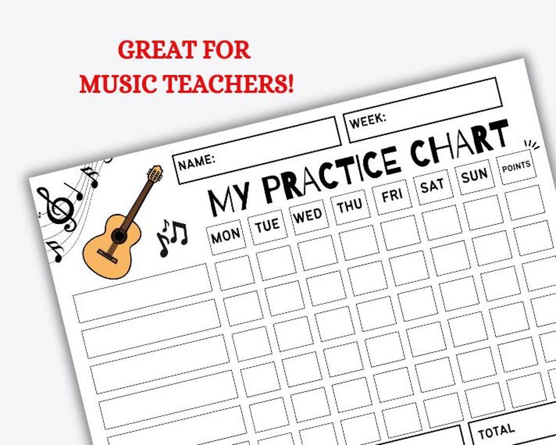 Printable Guitar Practice Reward Chart: Music Progress Tracker (PDF) - Etsy