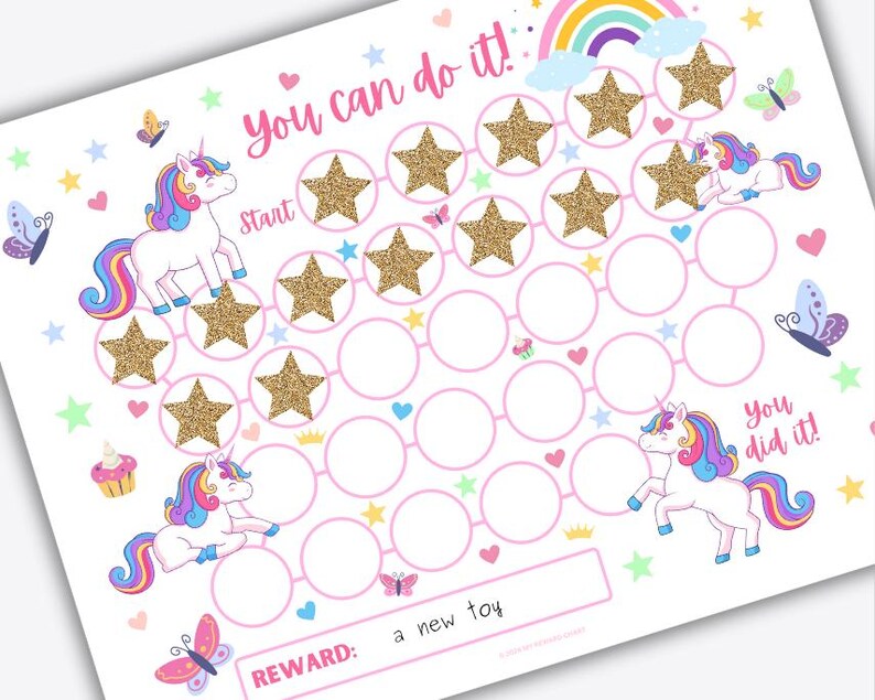Unicorn Reward Chart Bundle: Potty Training, Behavior Incentive (PDF ...