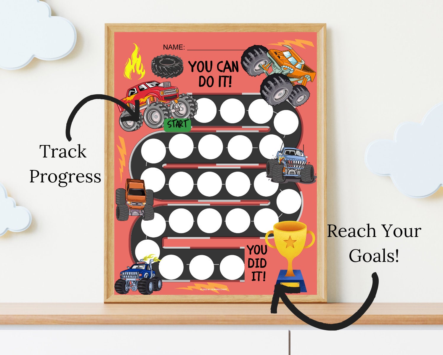 Printable Monster Truck Reward, Potty Training Chart for Boys - Sticker ...