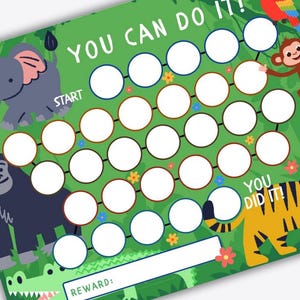 Printable Jungle Animal Reward Chart: Kids' Behavior Tracker (PDF) - Etsy