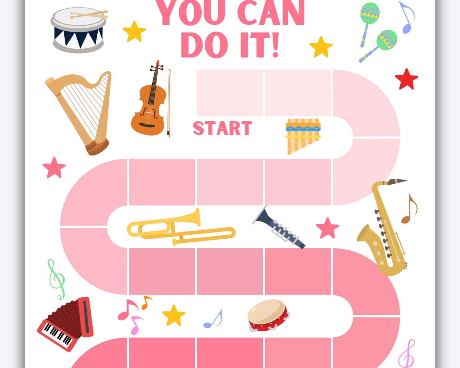 Printable Music Practice Chart, Kids Reward Chart, Instrument Reward ...