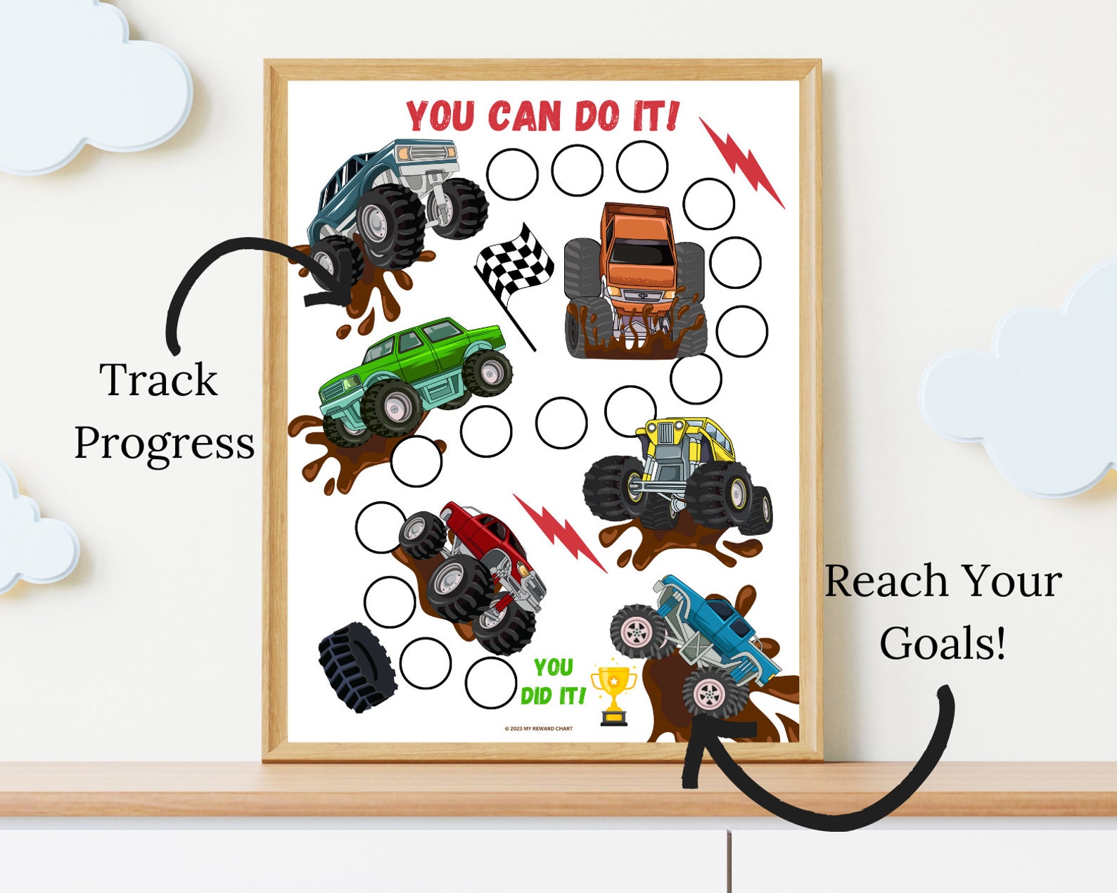 Printable Monster Truck Reward Chart, Big Cars Kids Behavior Chart ...