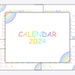 Printable Rainbow Calendar 2024, Cute Printable Calendar, Rainbow ...