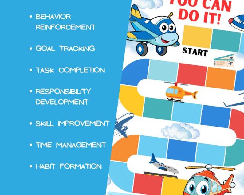 Airplane Helicopter Reward Chart Kids, Potty Training Sticker Chart ...